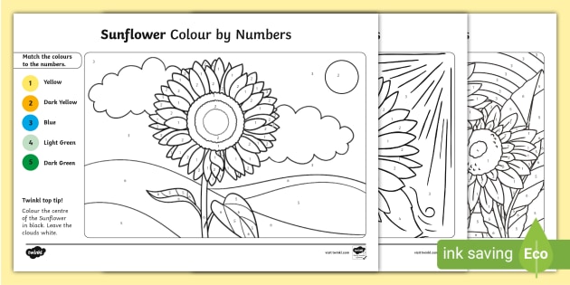 FREE! - Sunflowers Colour by Number Pages (teacher made)