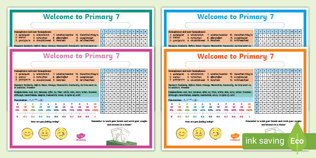 Welcome to Primary 7 Desk Mat (teacher made)