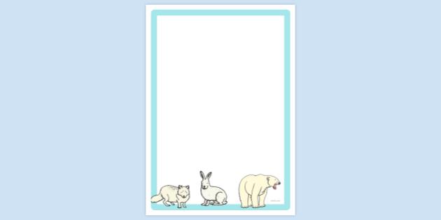 FREE! - Simple Blank Page Border of Arctic Animals | Twinkl