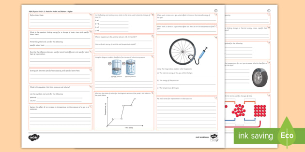 Particle Model of Matter Revision Mat | Higher | Beyond