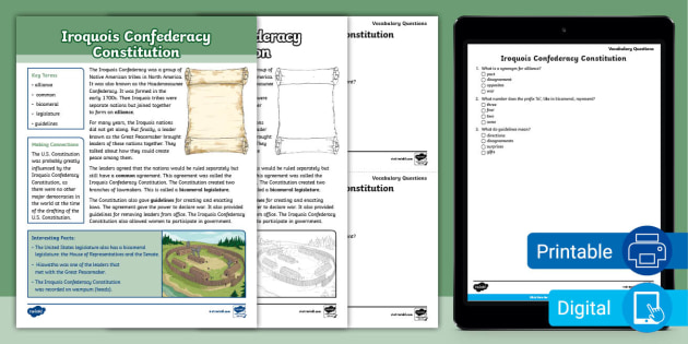 Fourth Grade Iroquois Confederacy Constitution Fact File