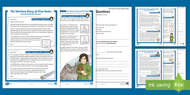 Evacuees WW2 Stories - KS2 - Reading Comprehension Activity