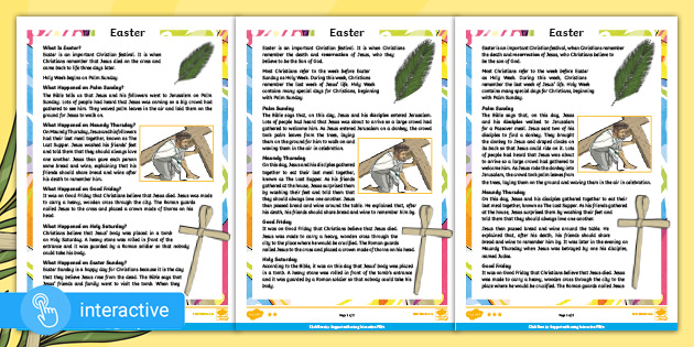 Interactive PDF: The Easter Story Reflective Reading Comprehension Activity