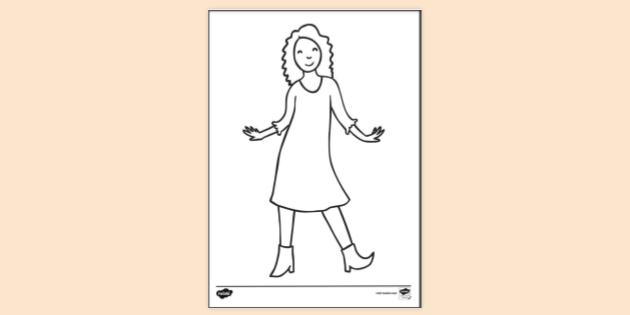 FREE! - Woman Colouring Sheet - Teaching Resources - Twinkl