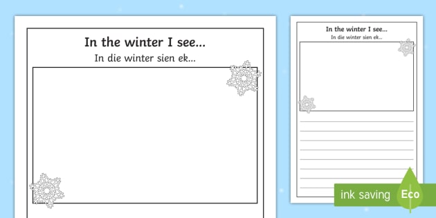 In the Winter I See Writing Frames English/Afrikaans