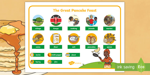 KS1 Word Mat to Support Teaching on Mama Panya's Pancakes