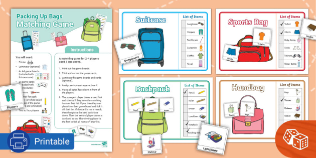 Packing Up Matching Memory Game for EYFS and KS1