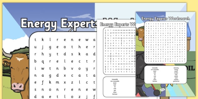 Energy Word Search - Science Teaching Resources
