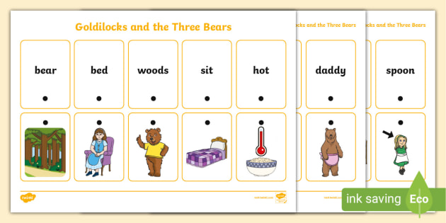 Goldilocks and the Three Bears Matching Threading Cards