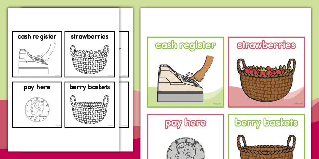 Strawberry Farm Stand Dramatic Play Labels