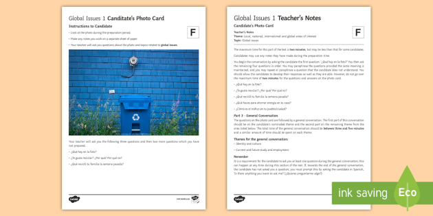 Global Issues 1 Foundation Tier Photo Card Activity