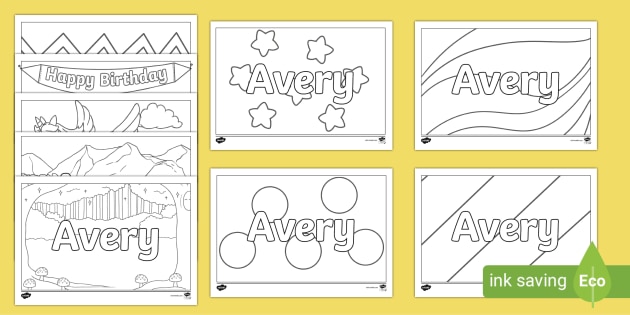 FREE! - Avery Name Simple Colouring Activity Sheets