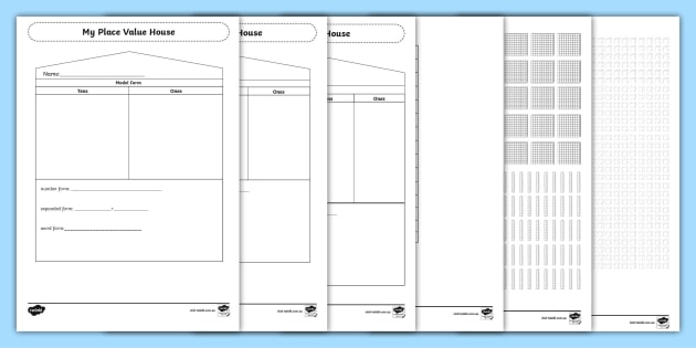 Place Value Houses Worksheets (teacher made)