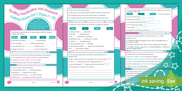 Spelling, Punctuation and Grammar Activity Set 1 (Ages 7 - 11)