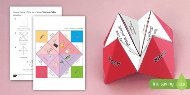 AVOIR Present Tense Fortune Teller (teacher made)