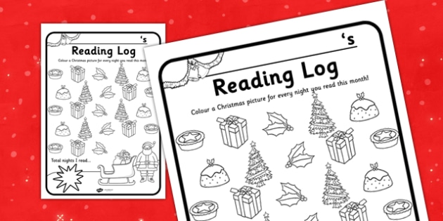 Christmas Themed Reading Log - christmas, themed, reading, log, read