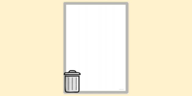 FREE! - Simple Blank Rubbish Bins Map Icon Page Border | Twinkl