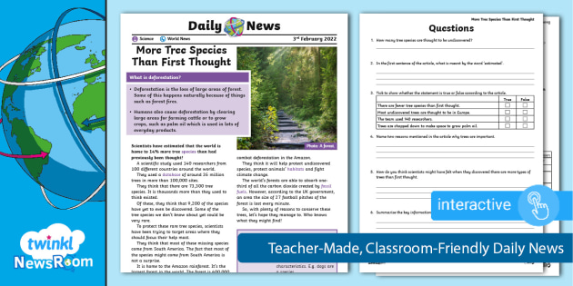 News for Kids - More Tree Species Than First Thought