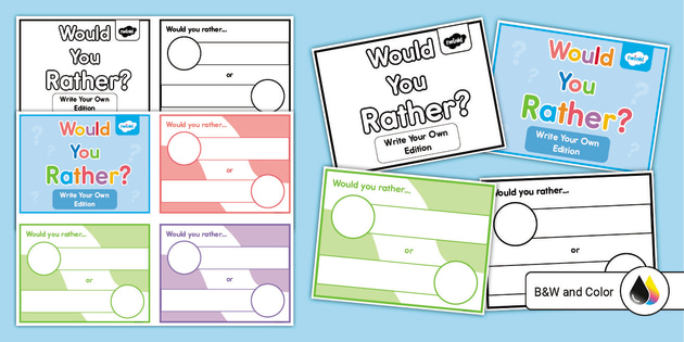 Would You Rather? Question Cards - Write Your Own Edition
