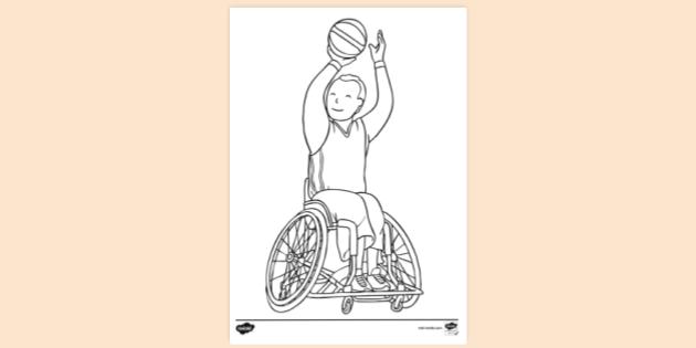 Paralympic Wheelchair Basketball Colouring Sheet | Colouring Sheets