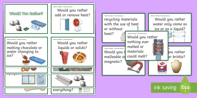 Would You Rather...? Chemical Sciences Years 3-4 Question Cards