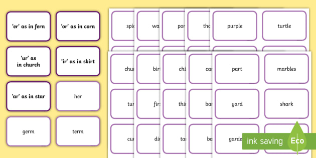 R-Controlled Vowels Sorting Cards
