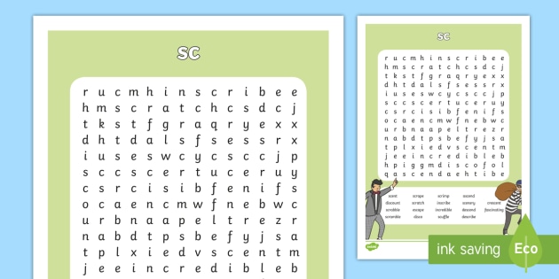 sc Sound Differentiated Word Search (teacher made)