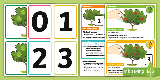👉 EYFS Maths Number Recognition Chilli Challenges: Apple Tree Number
