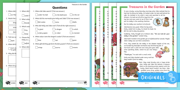 Treasures in the Garden Interactive Comprehension Worksheets