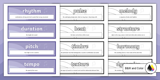 Elements of Music Vocabulary Cards