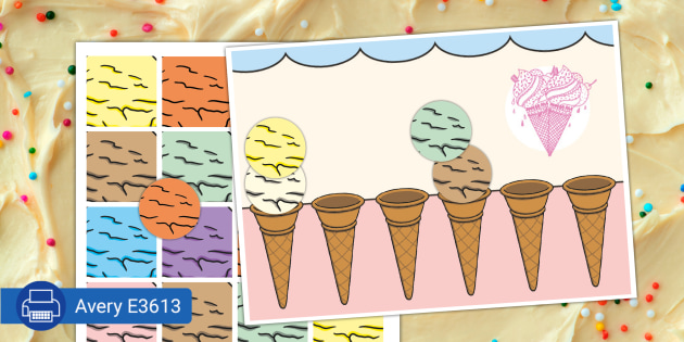 Numbers to 10 - Ice Cream Scoops - Sticker Activity