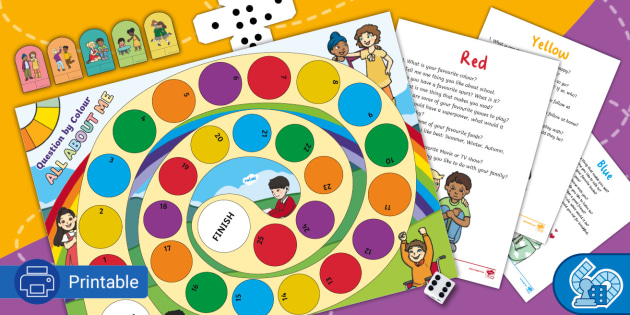 All About Me Therapeutic Board Game UK - Question by Colour