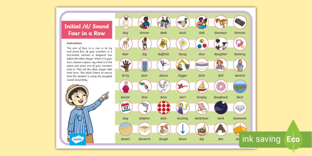 Initial /d/ Sound Four in a Row