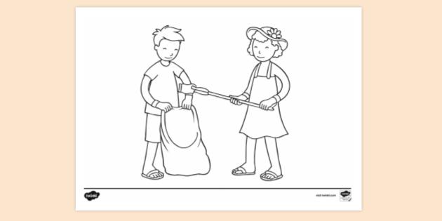 FREE! - Litter Picker Colouring Sheet | Twinkl Resources
