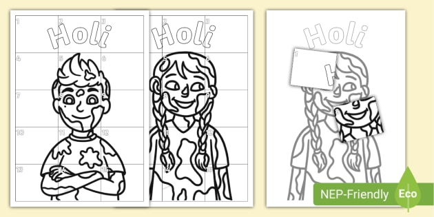 Holi Colouring - Sticker Puzzle (teacher made)