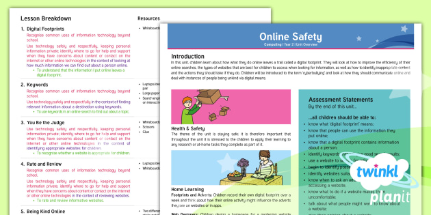 Computing: Online Safety Year 2 Planning Overview
