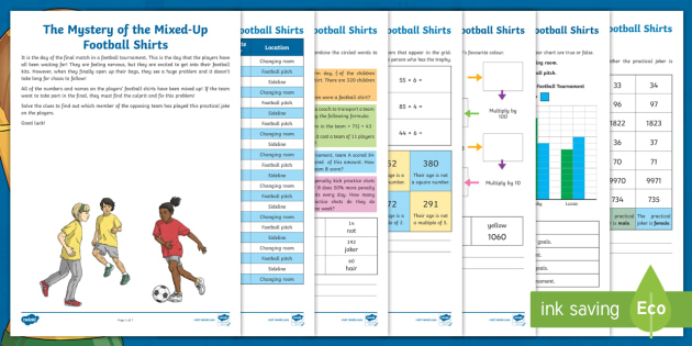 The Mystery of the Mixed-Up Football Shirts Maths Mystery Game