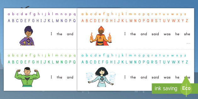 Superhero Alphabet Strips - alphabet, superhero, literacy, spelling, letter