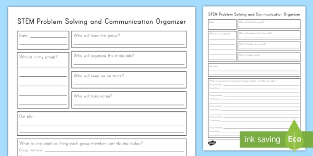 STEAM Group Organization and Reflection Activity