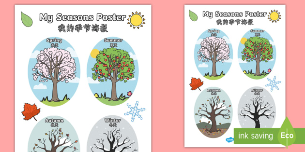 My Seasons Poster - English/Mandarin Chinese - My Seasons Poster