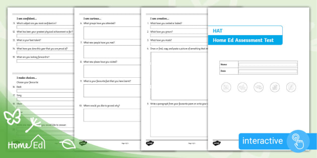 HAT Home Ed Assessment Test (teacher made)