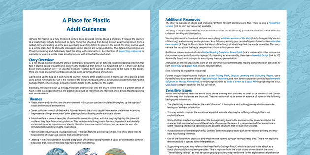 'A Place for Plastic' KS2 Pollution Story | Adult Guidance