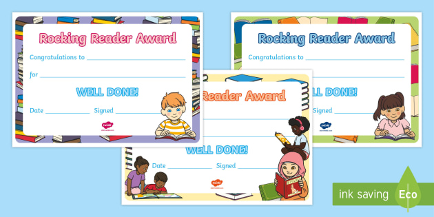 Rocking Reader Reading Award Certificates