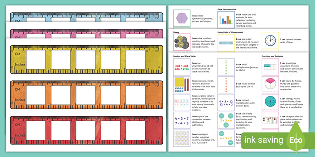 Year 4 Maths Ruler Goal Cards