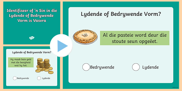 Lydende en Bedrywende Vorm Vasvra PowerPoint (teacher made)