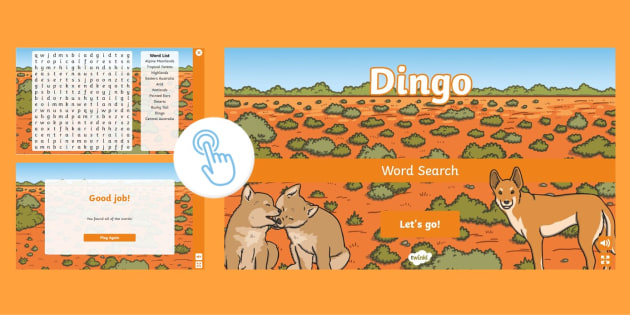 Dingo Themed Interactive Word Search (teacher made)