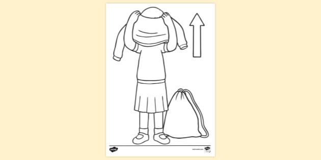 FREE! - Girl Taking Off School Jumper Colouring Sheet