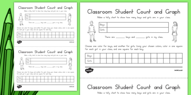 Classroom Student Count and Graph Worksheet / Activity Sheet
