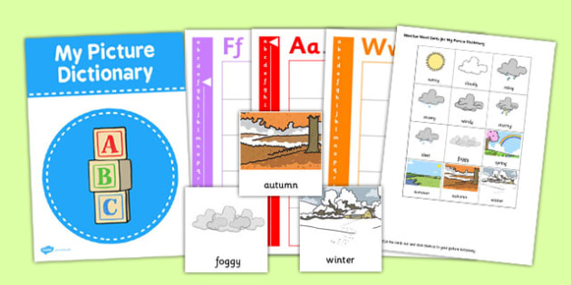 Picture Dictionary Weather Word Cards (teacher made)