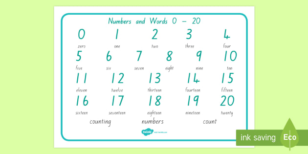 Numbers and Words 0-20 Word Mat (teacher made)